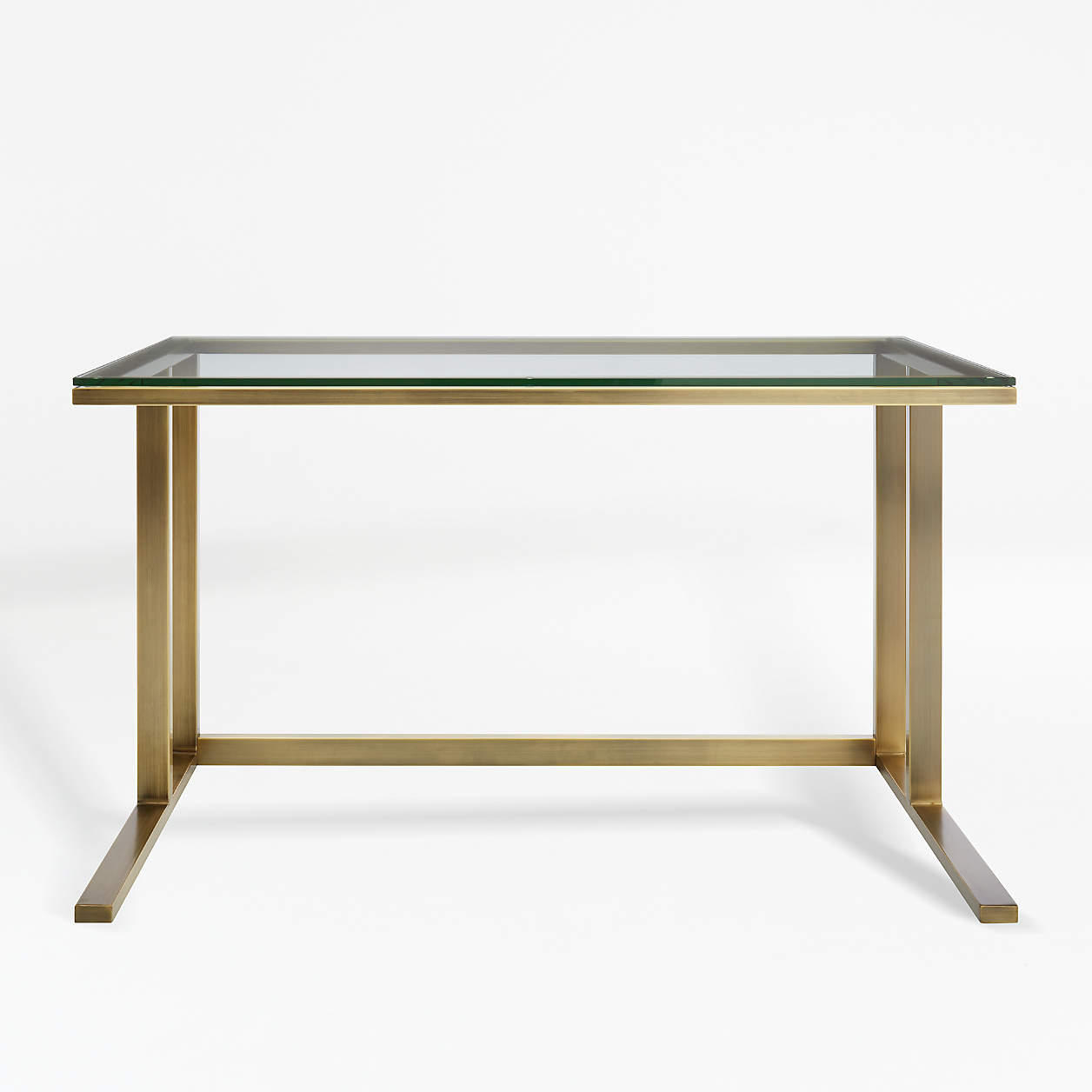Pilsen Brass Desk with Glass Top | Crate & Barrel