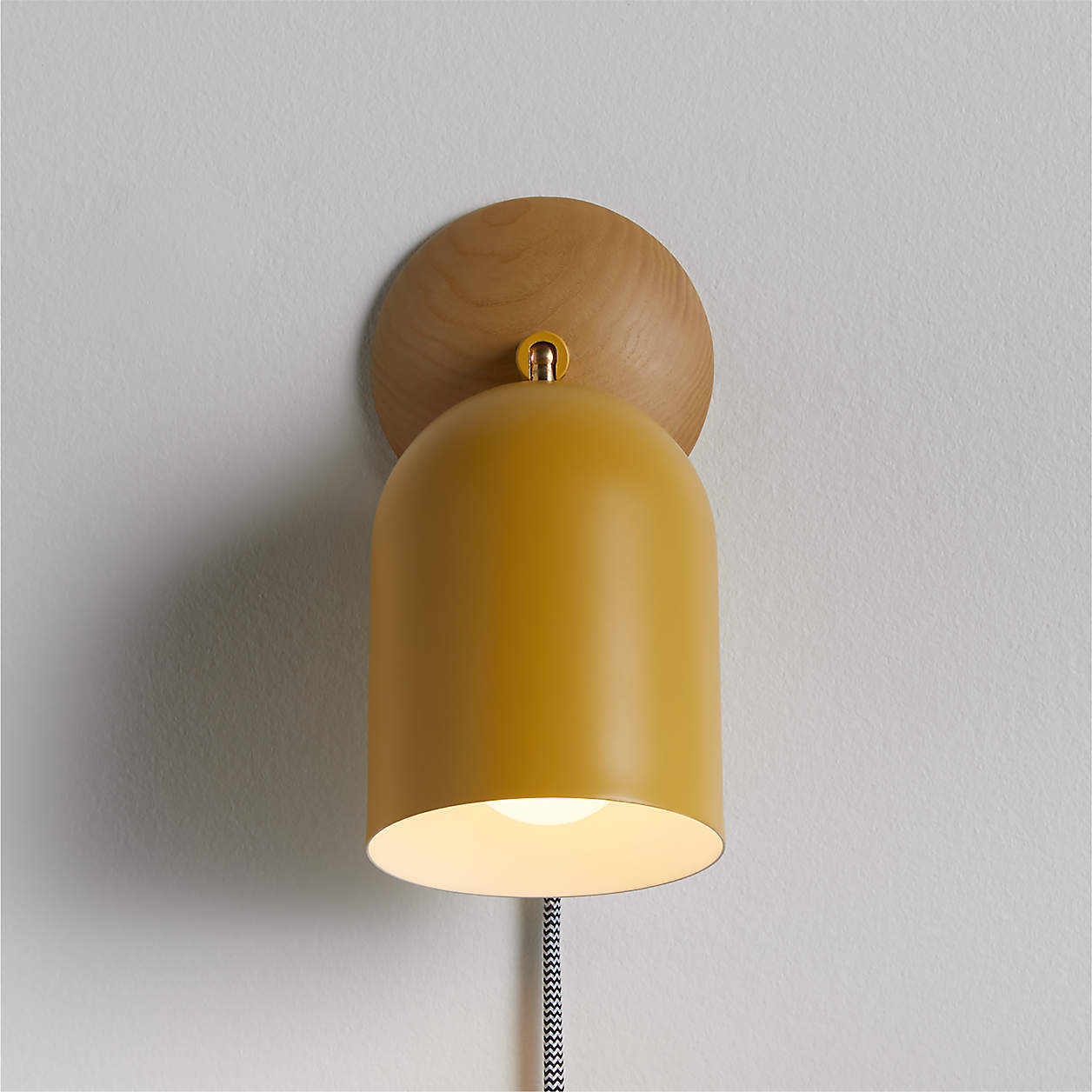 Pixi Ochre Metal and Wood Kids Swivel Plug-In Wall Sconce + Reviews ...