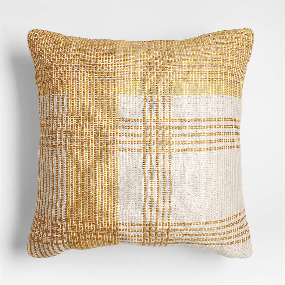 Savannah Yellow 20"x20" Plaid Outdoor Throw Pillow + Reviews | Crate ...