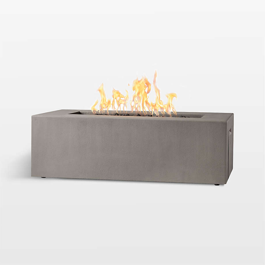 Plateau Stone and Cement Rectangle Outdoor Natural Gas Fire Pit Table ...