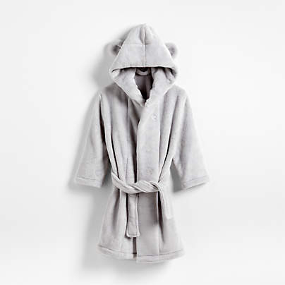 Small Cream Plush Hooded Kids Personalized Bath Robe + Reviews | Crate ...