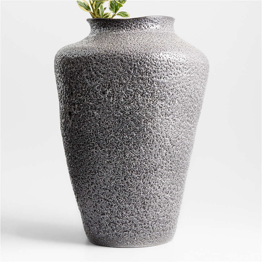 Poe Black Volcanic Glaze Vase 20" | Crate & Barrel Canada