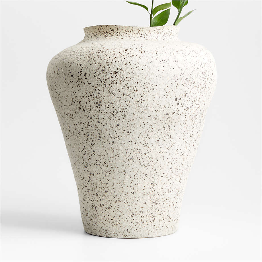 Poe White Volcanic Glaze Vase 16" + Reviews | Crate & Barrel