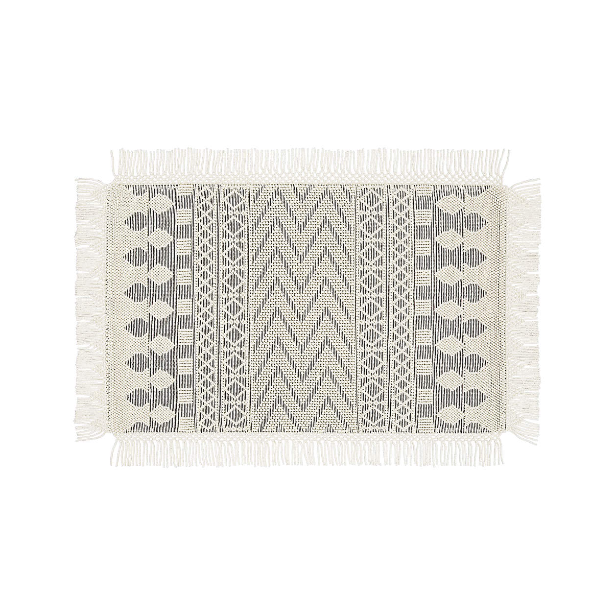 Pompom Neutral Geometric Kids Rug with Fringe | Crate & Kids Canada