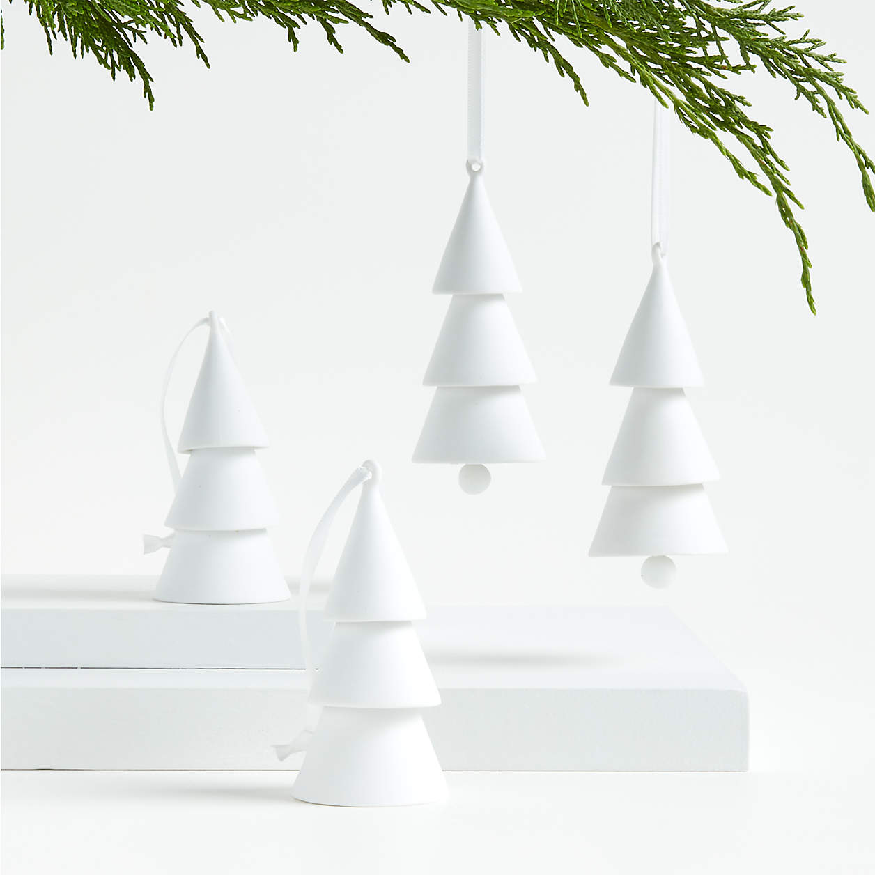 White Porcelain Bell Tree Christmas Ornaments, Set of 4 + Reviews ...