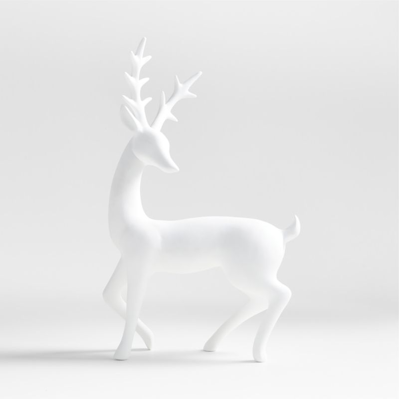 White Porcelain Holiday Reindeer Sculpture | Crate & Barrel