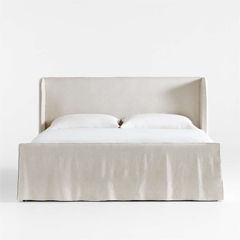 Positano Oatmeal Ivory Slipcovered King Bed | Crate & Barrel
