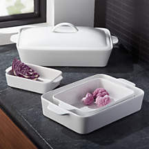 Potluck White Covered Baking Dish + Reviews | Crate & Barrel