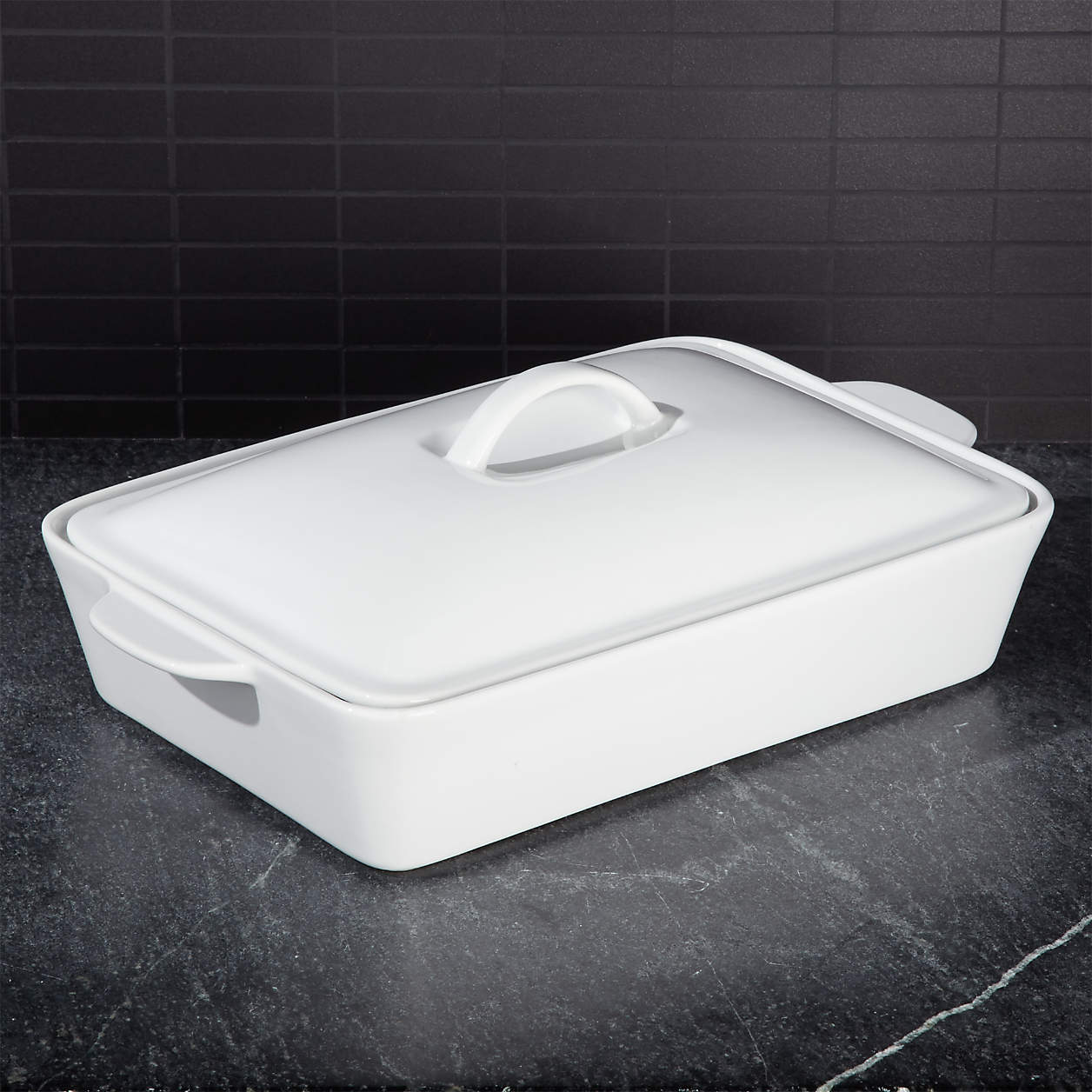 Potluck White Covered Baking Dish + Reviews | Crate & Barrel
