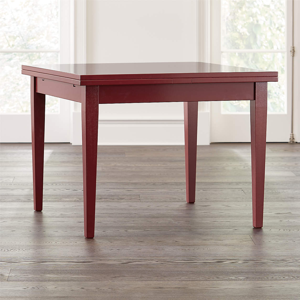 Pratico Red Extension Square Dining Table + Reviews | Crate & Barrel