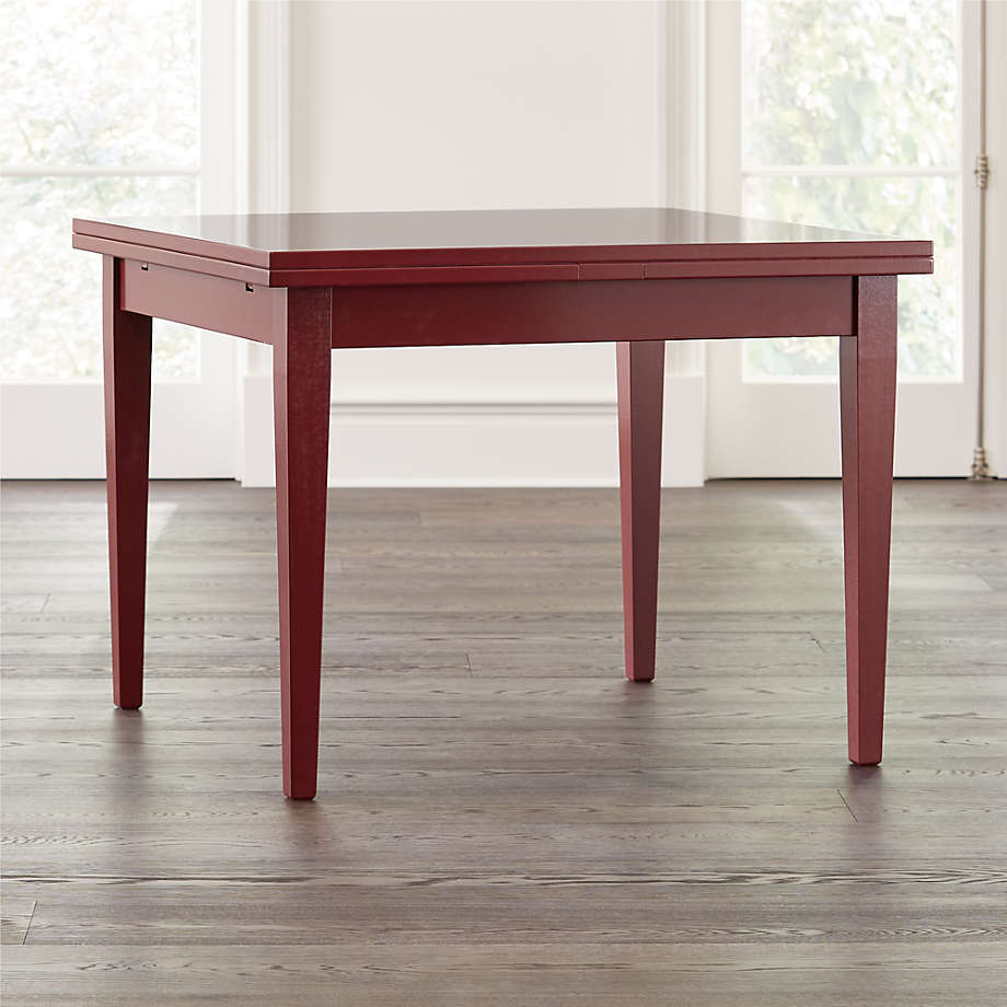 Pratico Red Extension Square Dining Table + Reviews | Crate & Barrel