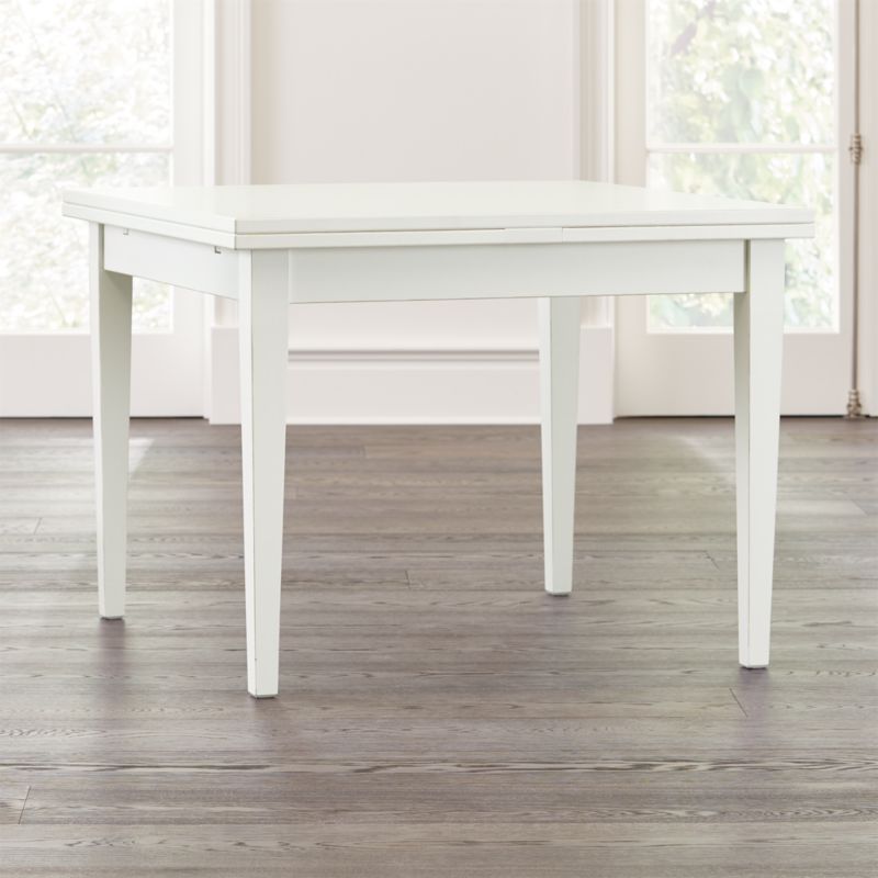 Pratico White Extension Square Dining Table + Reviews | Crate & Barrel