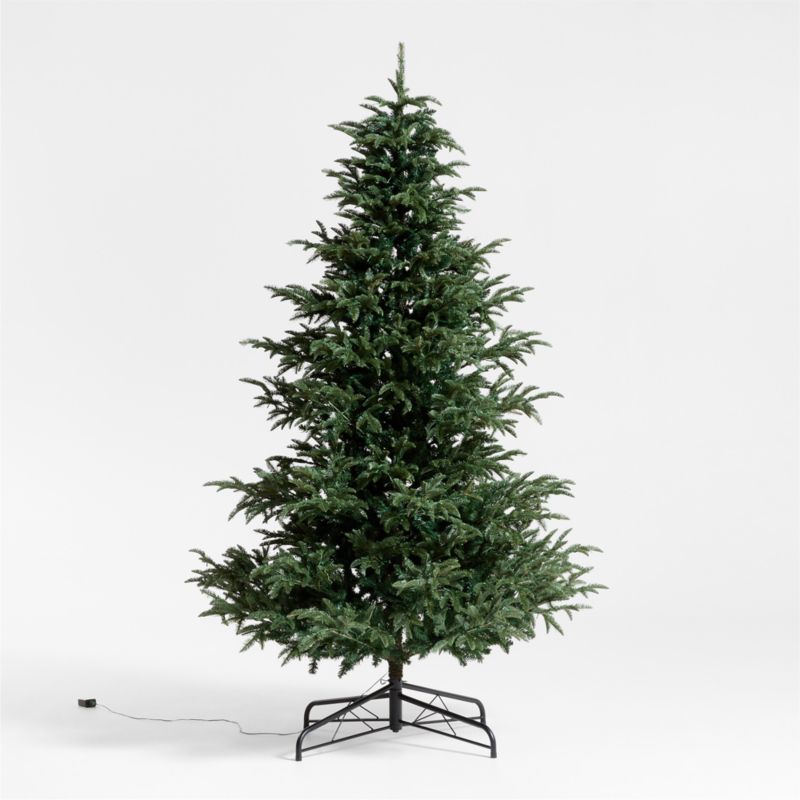 Faux Fraser Fir Pre-Lit LED Christmas Tree with White Lights 9' | Crate ...