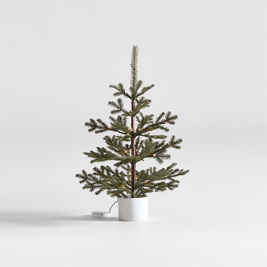 Faux Potted Pine Pre-Lit LED Christmas Tree with White Lights 3 ...