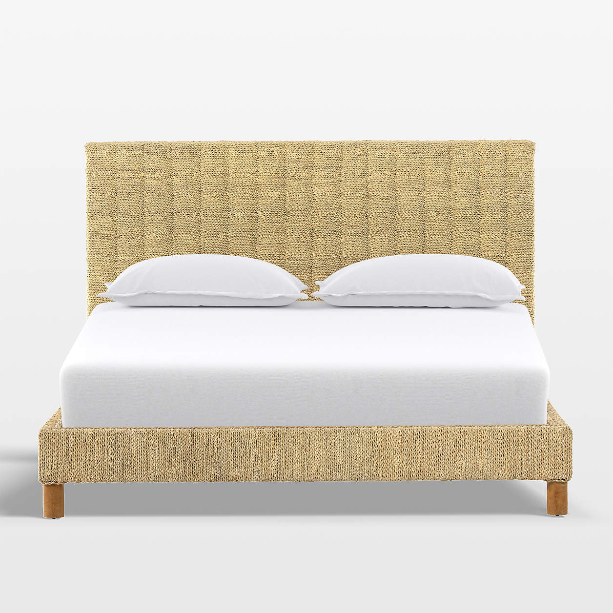 Priscilla Light Natural Woven Queen Bed | Crate & Barrel