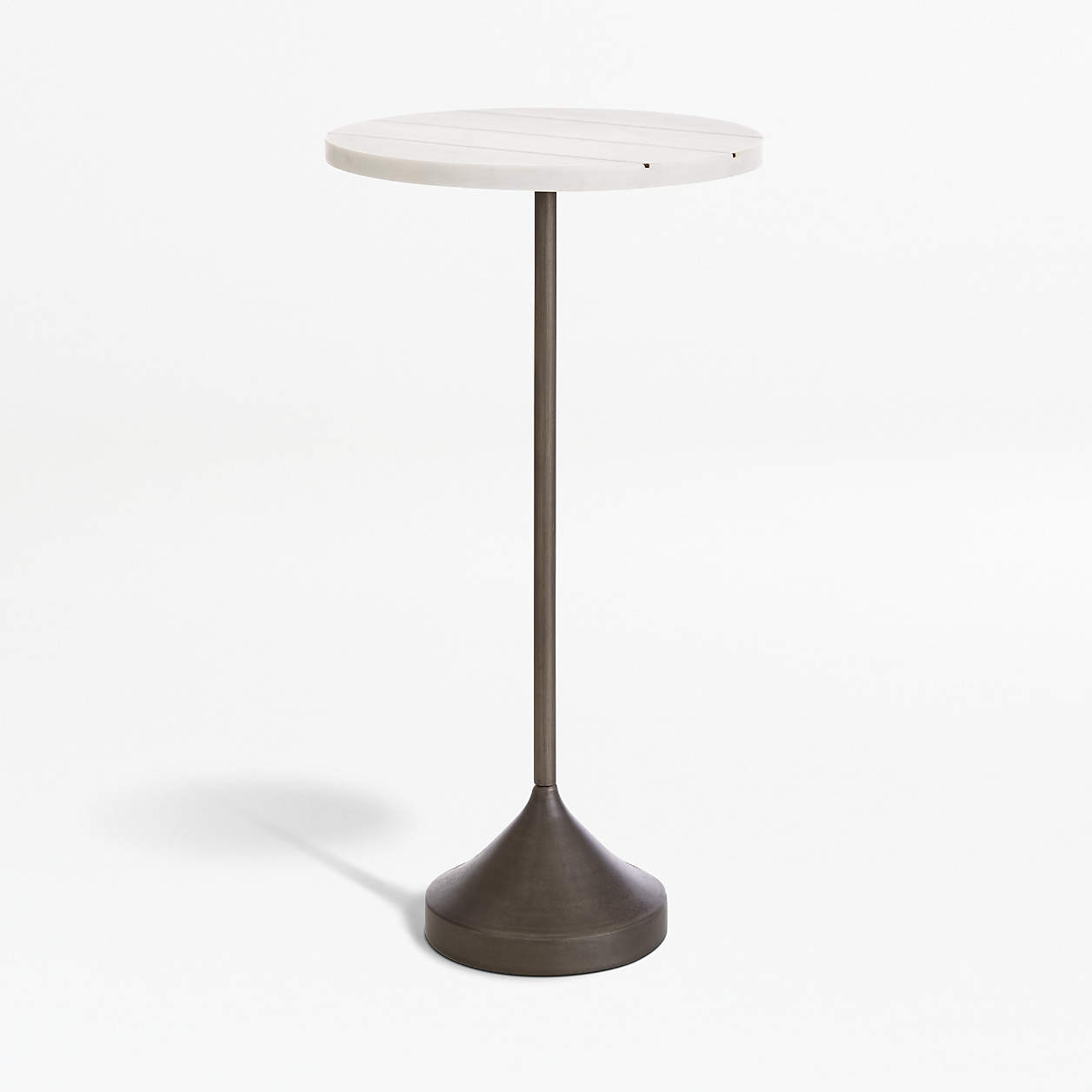 Prost Tall Brass and Marble Round Drink Table + Reviews | Crate & Barrel