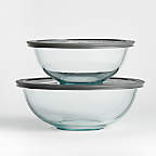 Pyrex Glass Bowls with Grey Lids, Set of 2 + Reviews | Crate & Barrel