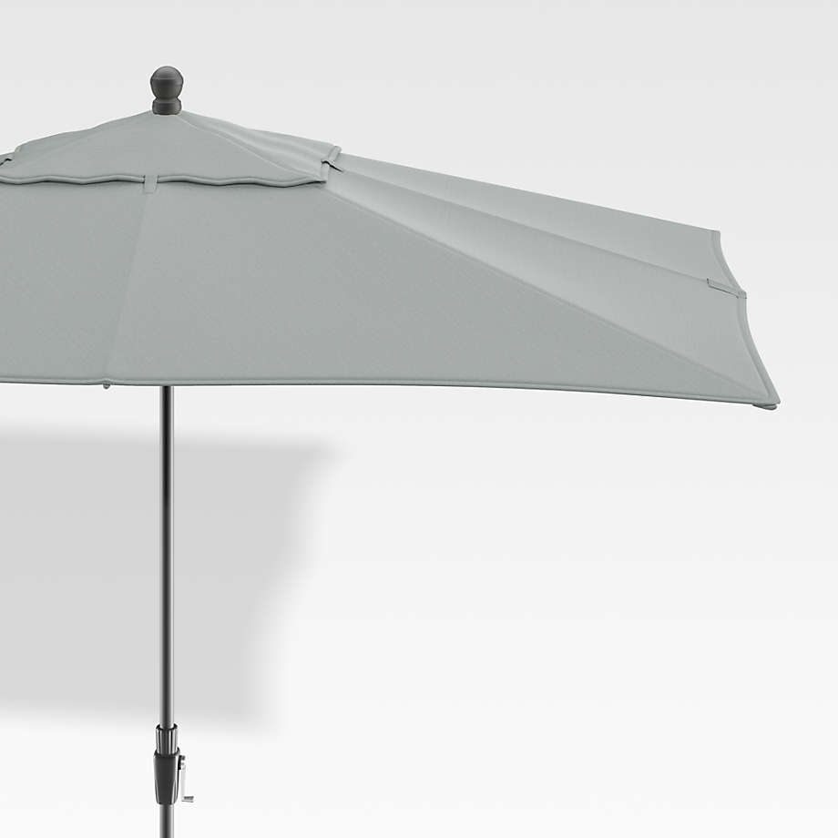 10' Grey Mist Rectangular Outdoor Patio Umbrella Canopy with Black ...