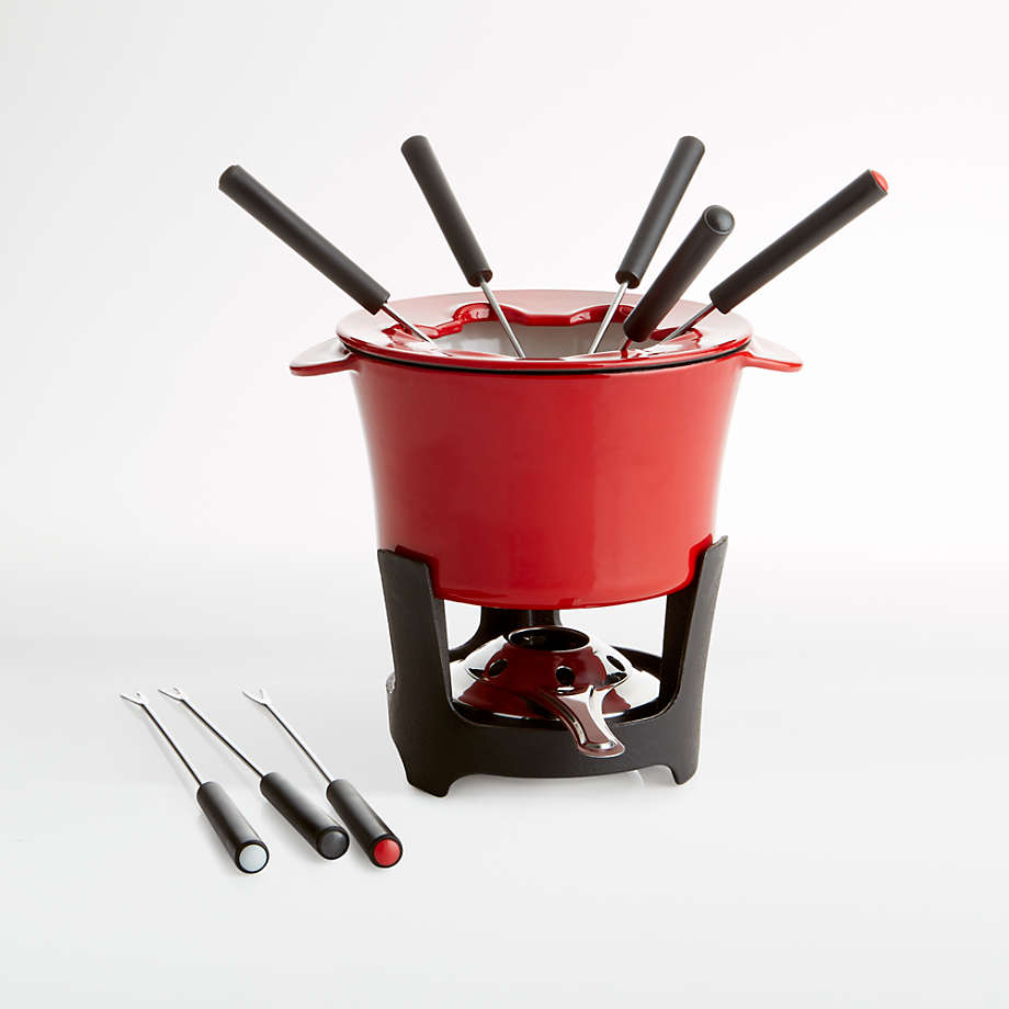 Red Cast Iron Fondue Set + Reviews | Crate & Barrel