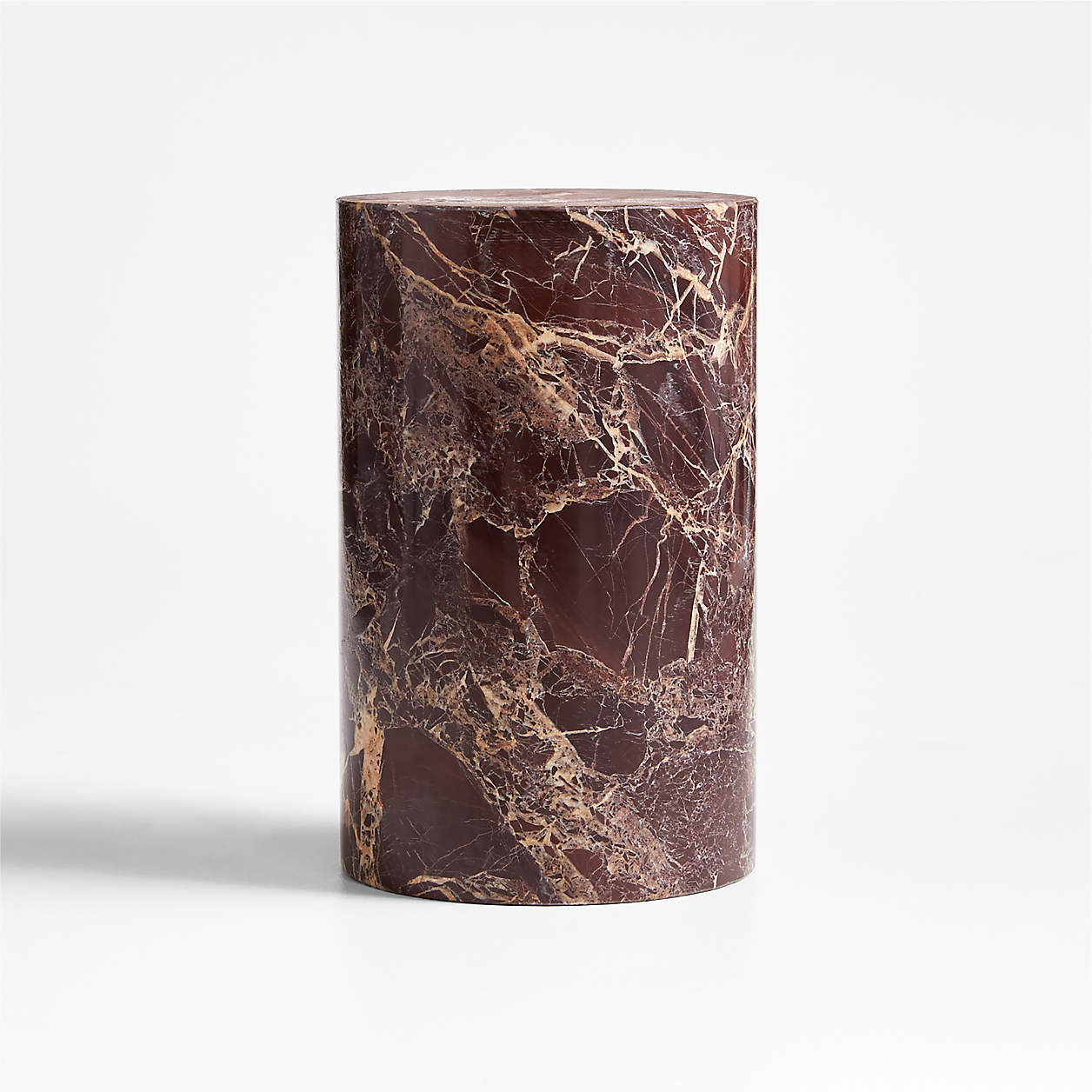 Red Marble Decorative Cylinder Sculpture | Crate & Barrel