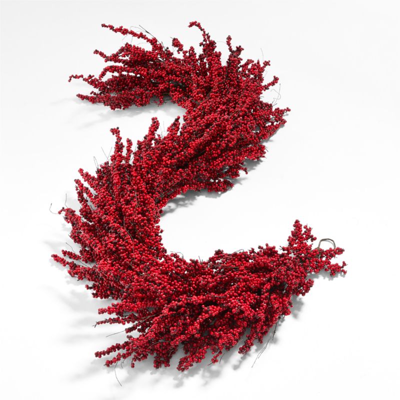 Faux Red Mini Berry Garland 6' + Reviews | Crate & Barrel