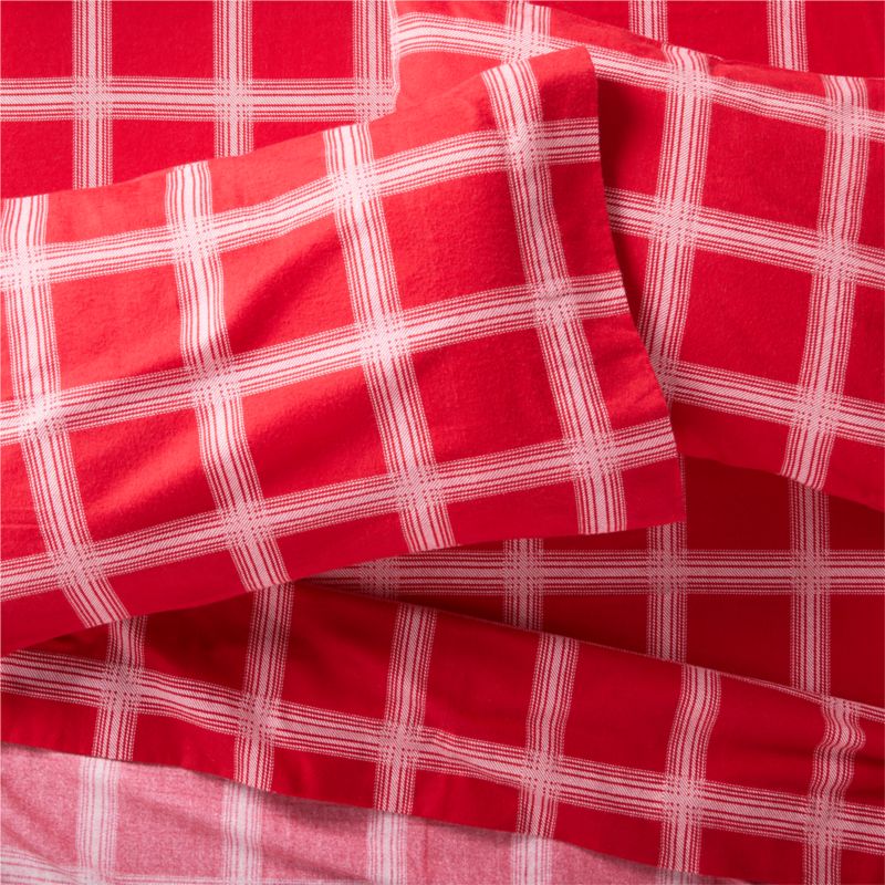 Kids Organic Flannel Red Plaid Sheet Set | Crate & Kids