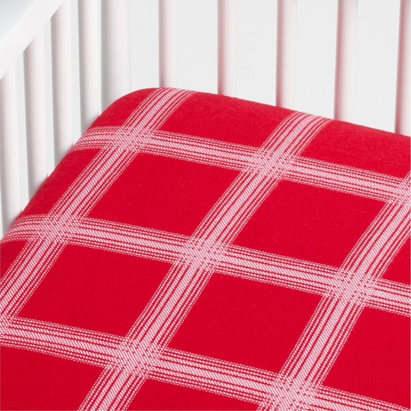 Organic Flannel Red Plaid Baby Crib Fitted Sheet | Crate & Kids