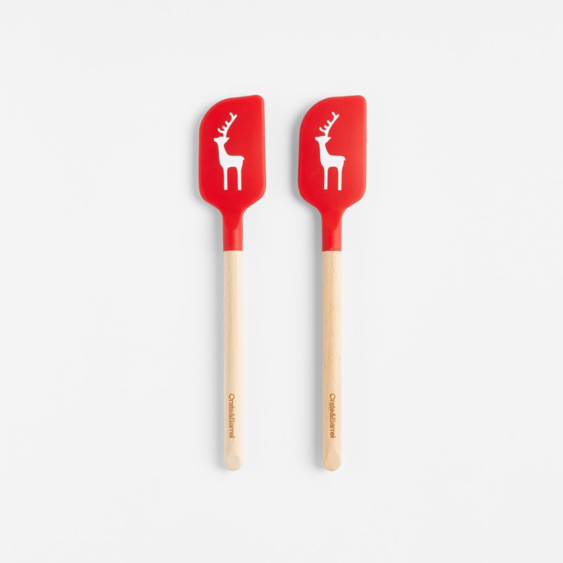 Red Reindeer Mini Spatulas, Set of 2 | Crate & Barrel