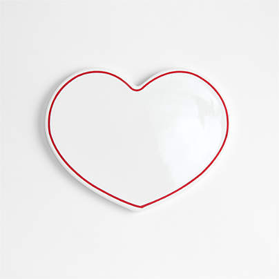 Red Rim Heart Handle Ceramic Measuring Spoons,Set of 4 | Crate & Barrel
