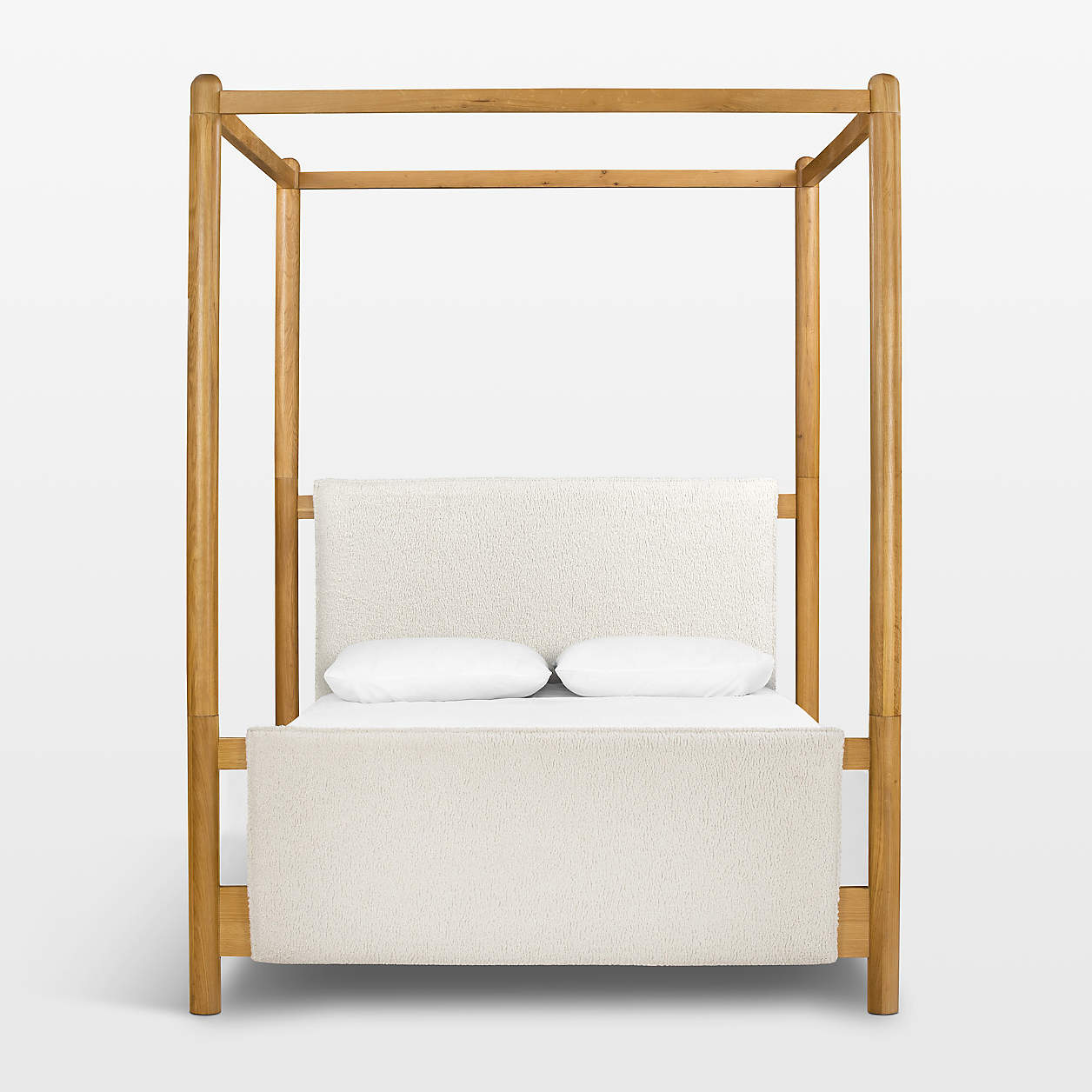 Reina Light Oak Wood Canopy Queen Bed | Crate & Barrel