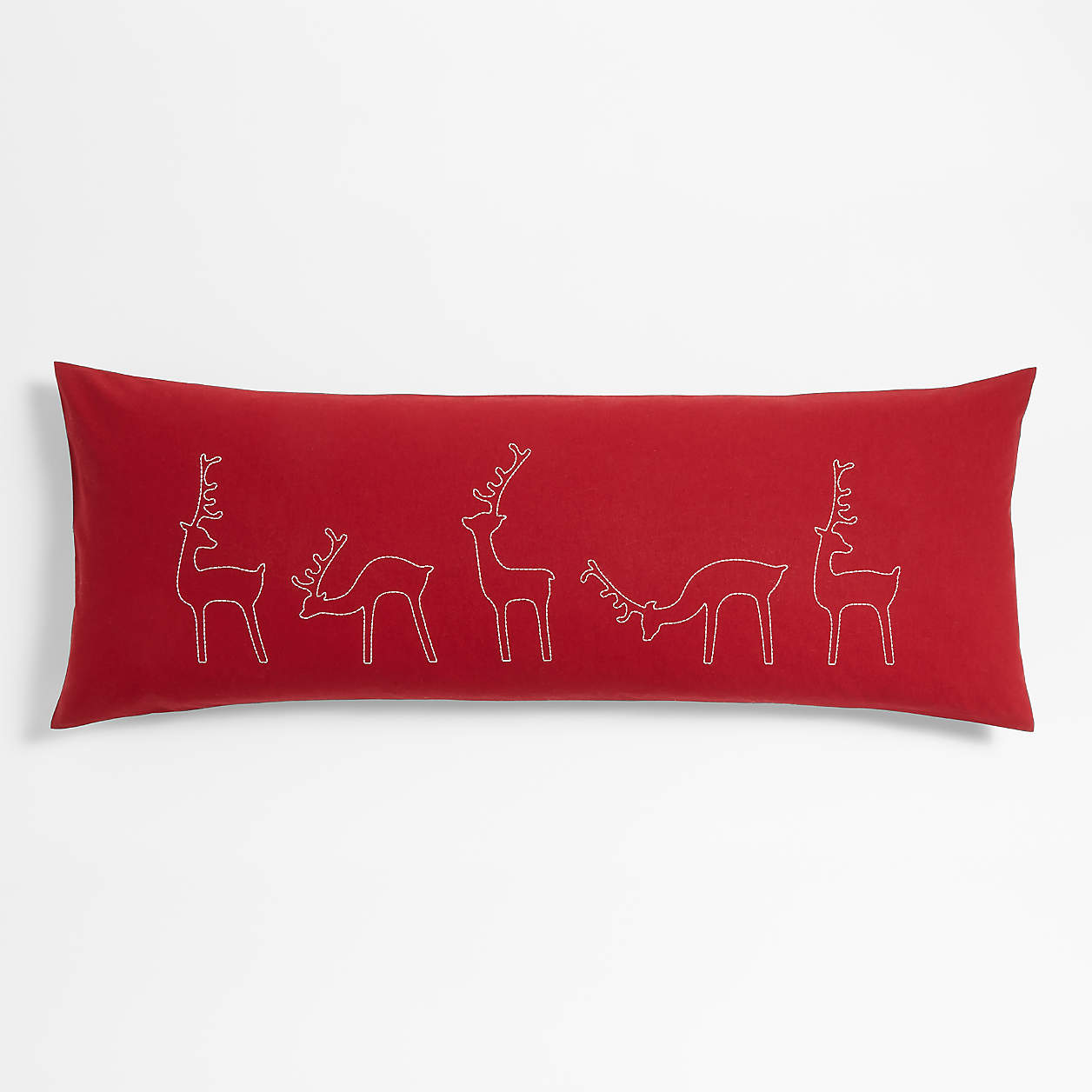 54"x20" Red Reindeer Body Pillow with Feather Insert + Reviews | Crate ...