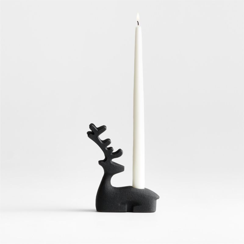 Zinc Holiday Reindeer Taper Candle Holder + Reviews | Crate & Barrel