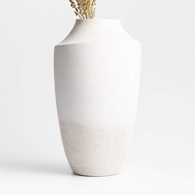 White Textured Ceramic Vase 9" + Reviews | Crate & Barrel