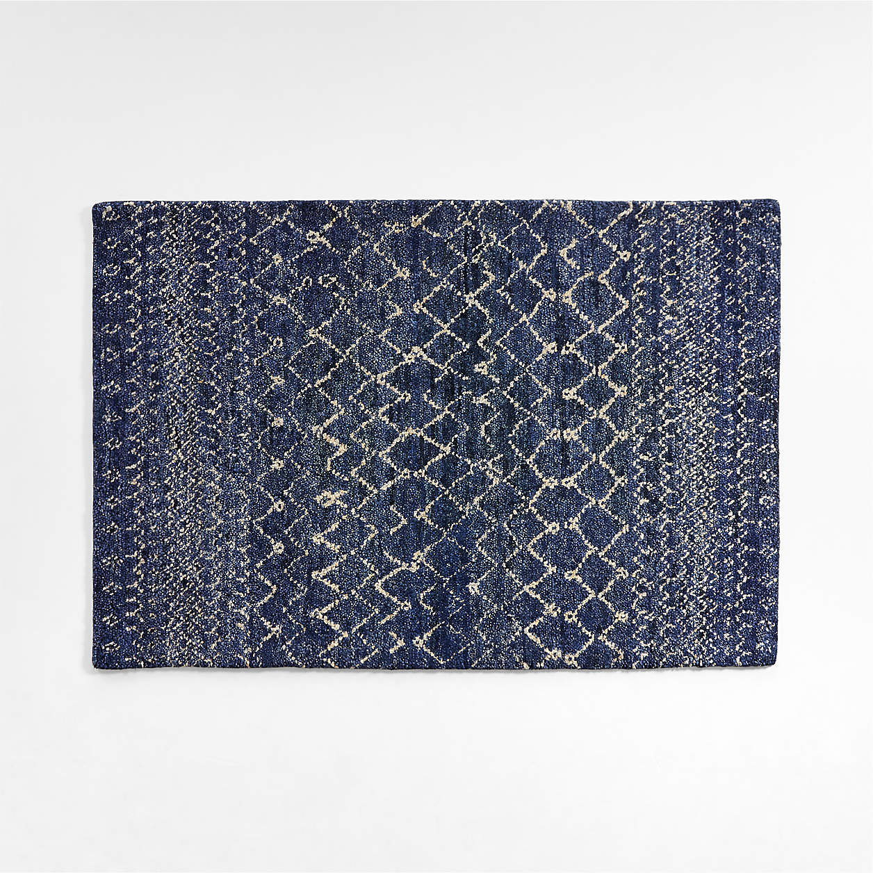 Rias Morrocan Blue Wool Hand Knotted Rug 5'x8' | Crate and Barrel