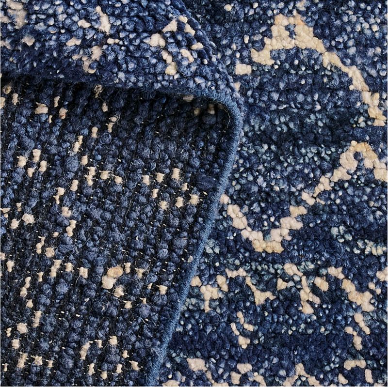 Rias Morrocan Blue Wool Hand Knotted Rug 5'x8' | Crate and Barrel