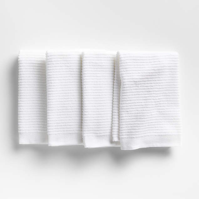 Ribbed Bar Mop White Organic Cotton Dish Cloths, Set of 4 + Reviews ...
