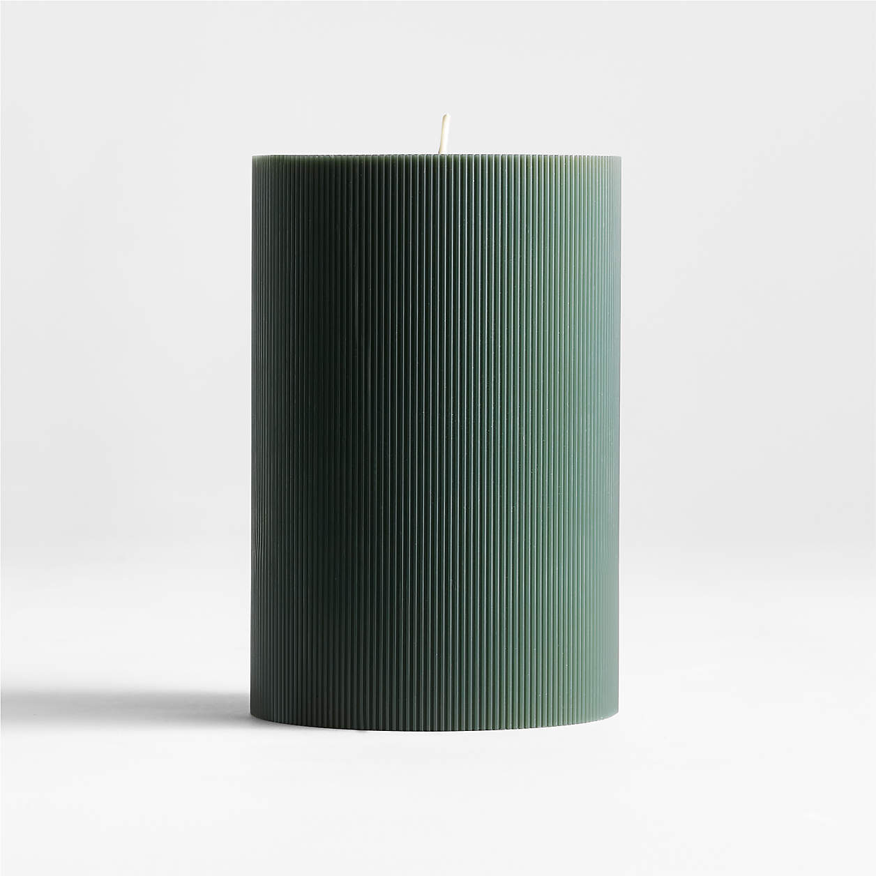 4"x6" Spruce Green Ribbed Pillar Candle + Reviews | Crate & Barrel