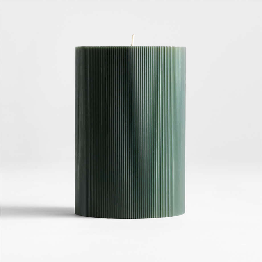 4"x6" Spruce Green Ribbed Pillar Candle + Reviews | Crate & Barrel