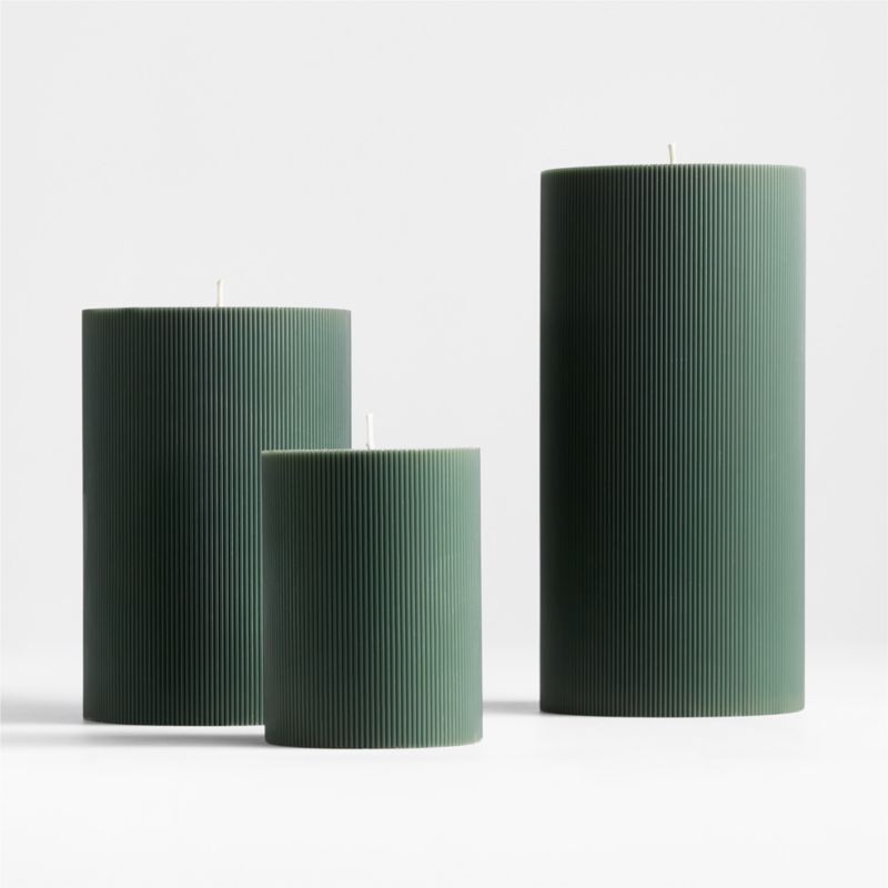 4"x8" Spruce Green Ribbed Pillar Candle + Reviews | Crate & Barrel Canada