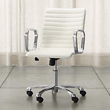 Ripple Ivory Leather Office Chair with Chrome Base + Reviews | Crate ...