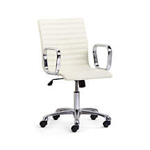 Ripple Ivory Leather Office Chair with Chrome Base + Reviews | Crate ...