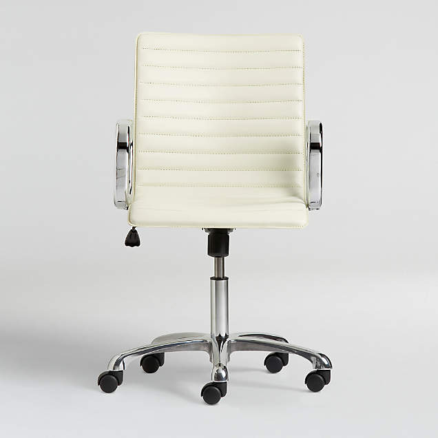 Perri White Shearling Office Chair | Crate & Barrel