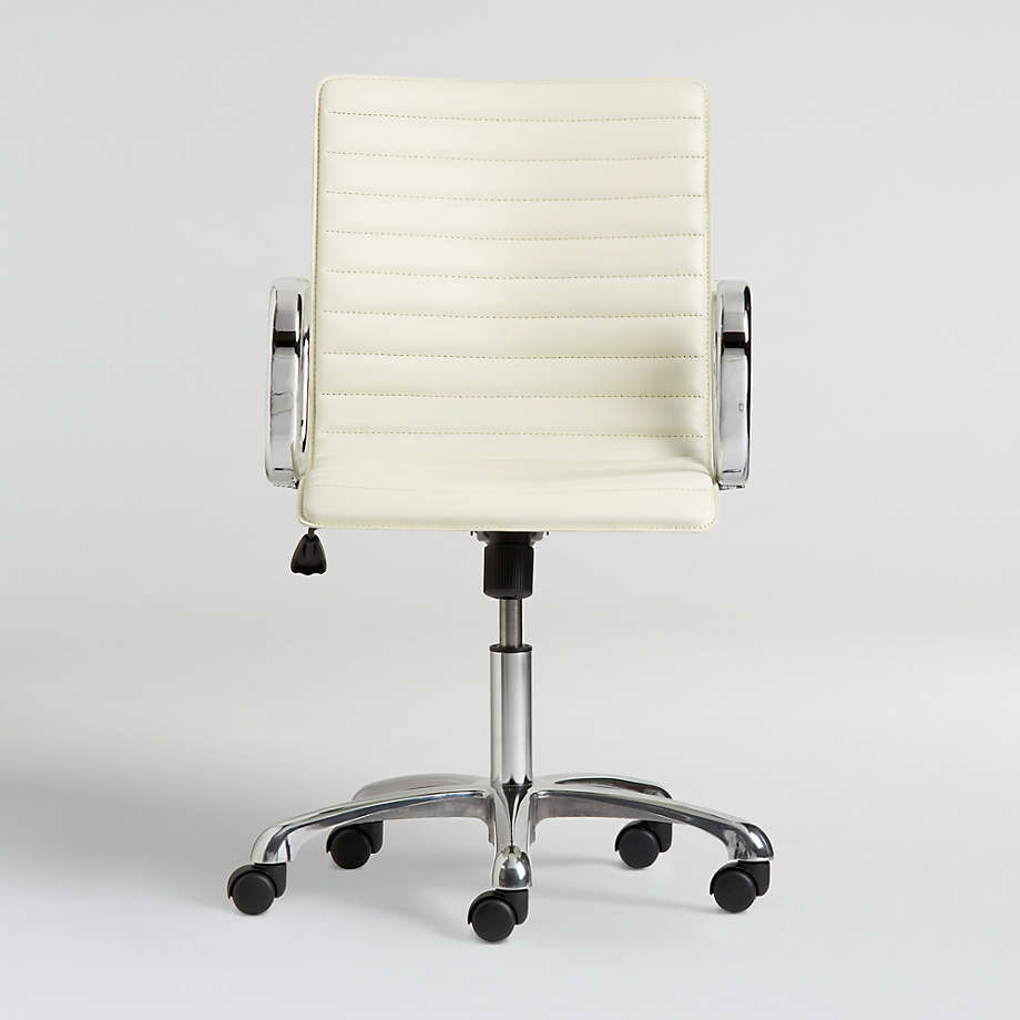 Ripple Ivory Leather Office Chair with Chrome Base + Reviews | Crate ...