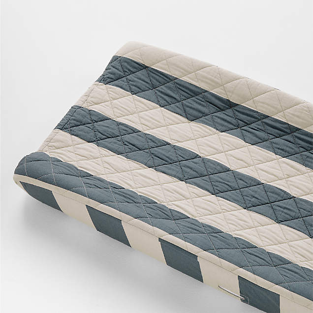 Riviera Slate Blue Stripe Organic Cotton Kids Pillowcase | Crate & Kids