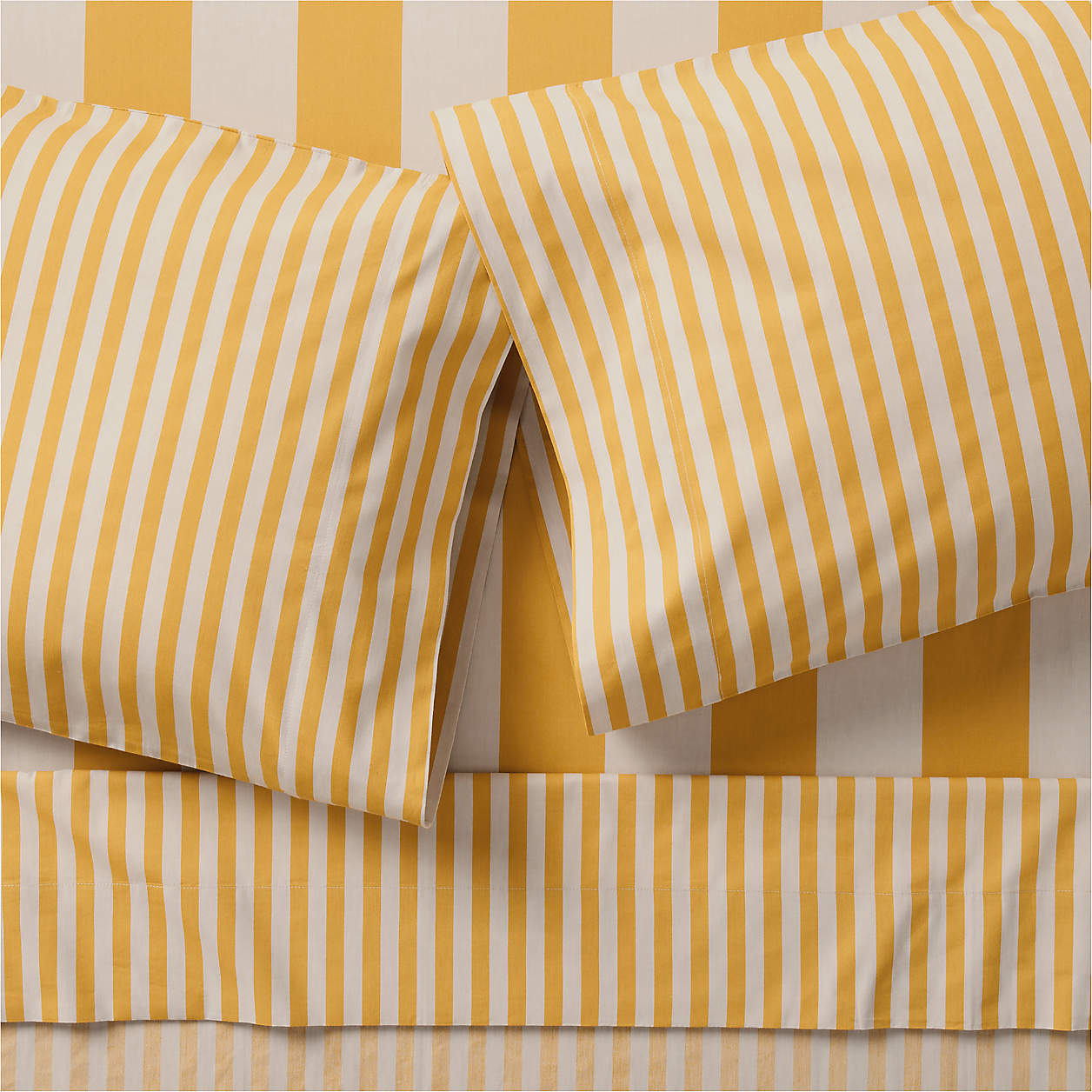Riviera Savannah Yellow Stripe Organic Cotton Kids Queen Sheet Set ...