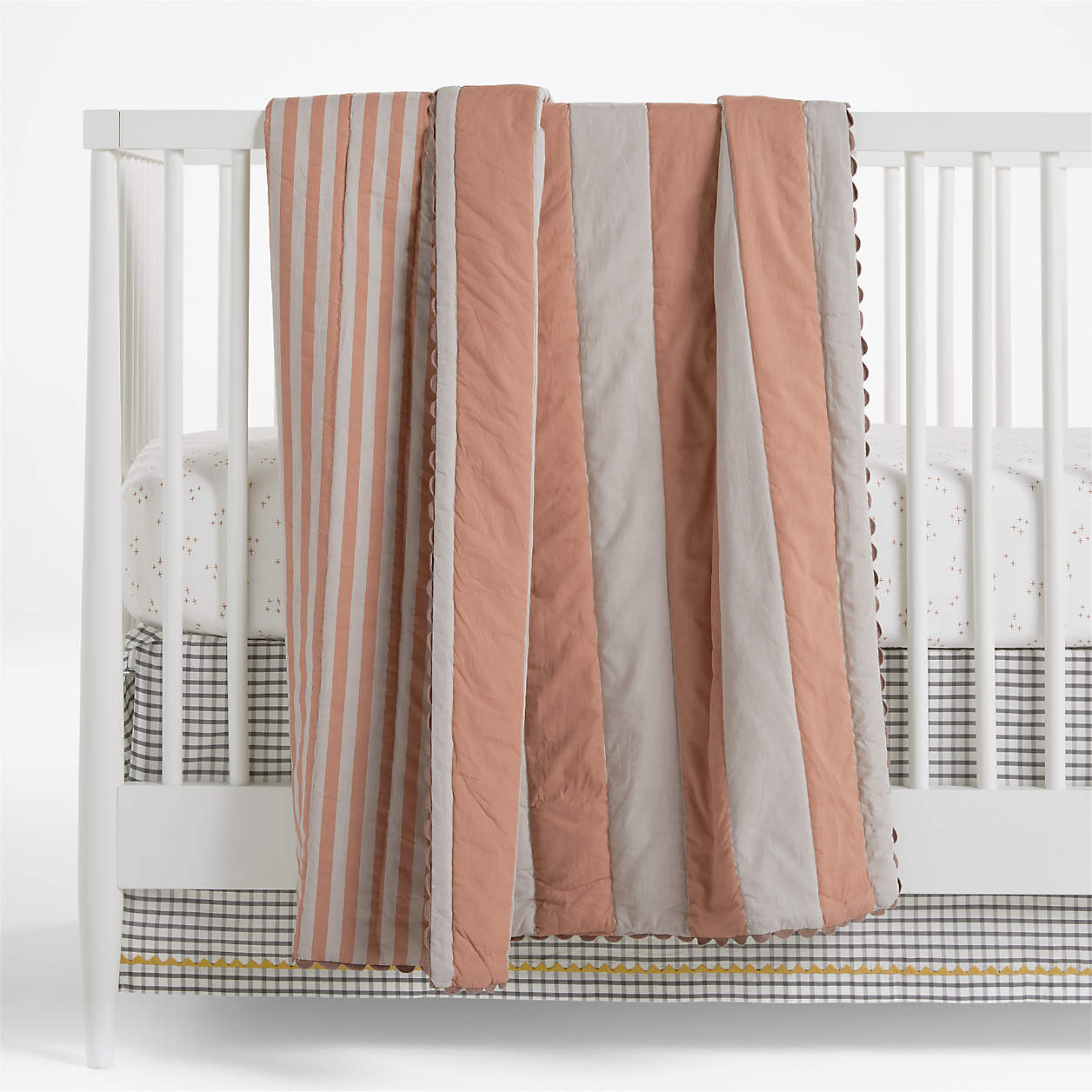 Riviera Terracotta Pink Stripe Organic Cotton Reversible Baby Crib ...