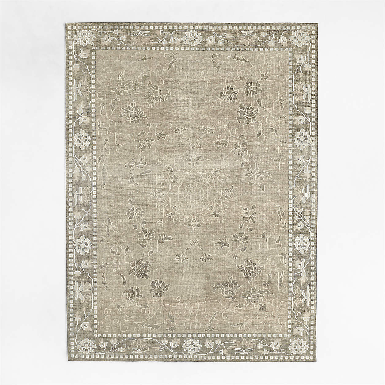 Rochelle Traditional Floral Grey Area Rug 8'x10' | Crate & Barrel
