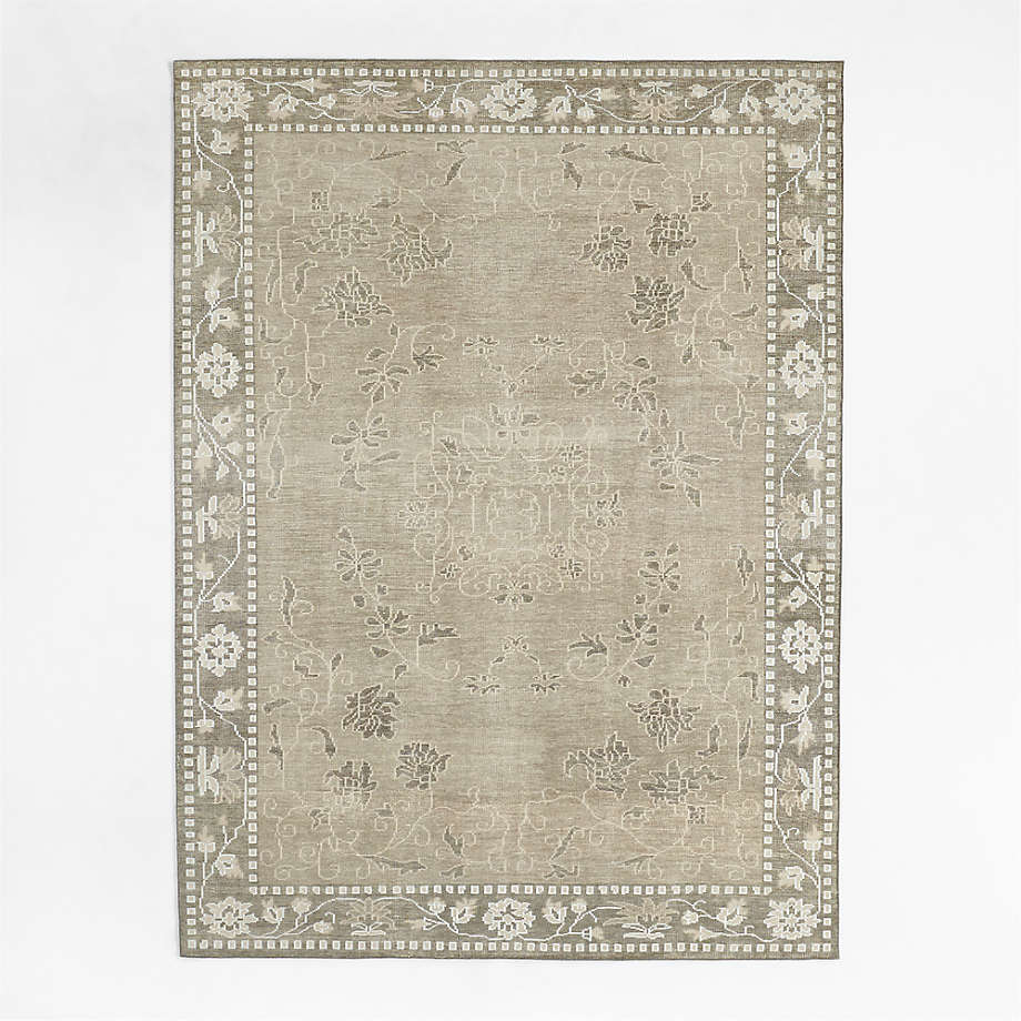 Rochelle Traditional Floral Grey Area Rug 8'x10' | Crate & Barrel