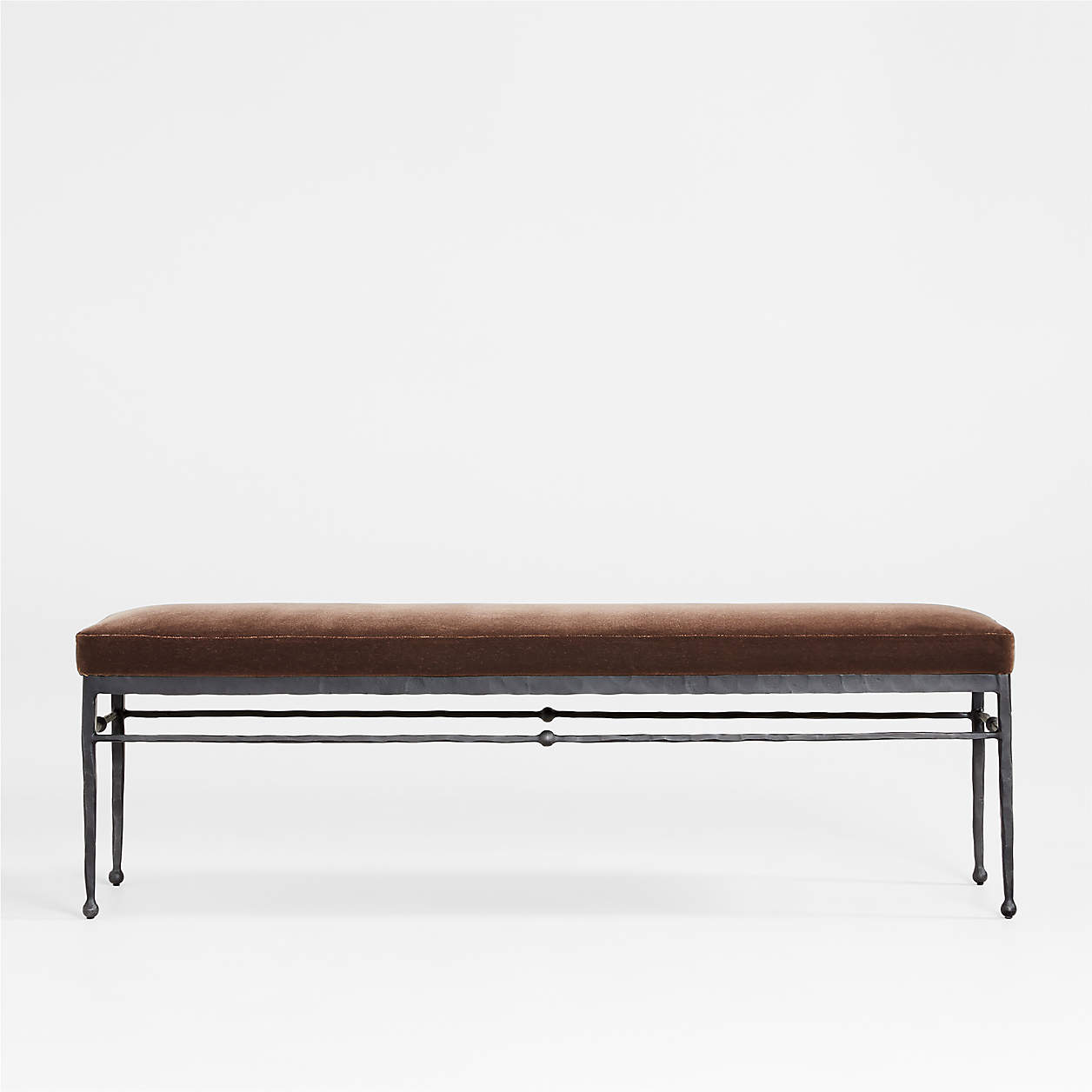 Rodin Brown Velvet Bench by Athena Calderone + Reviews | Crate & Barrel