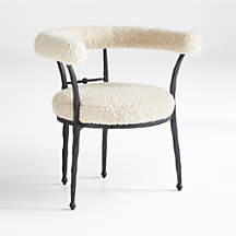 Rodin White Boucle Dining Accent Chair by Athena Calderone | Crate & Barrel